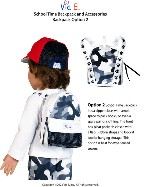 School Time Backpack and Accessories Pattern – Via E